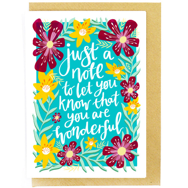 Just a Note You Are Wonderful Card – The Sunshine Bindery
